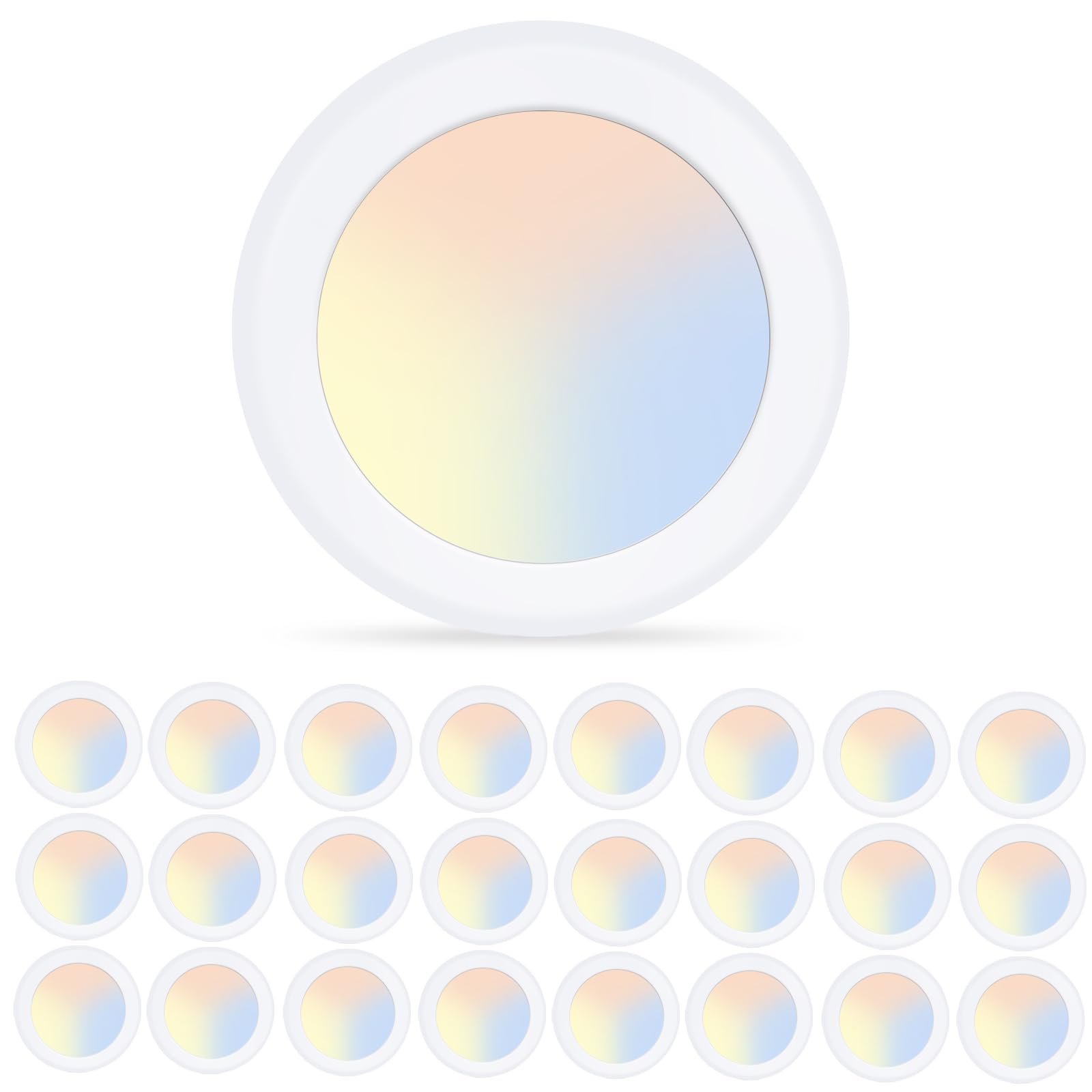 ECOELER 24 Pack 6inch 3CCT LED Disc Light, 16.5W 1100LM, 3000K/4000K ...