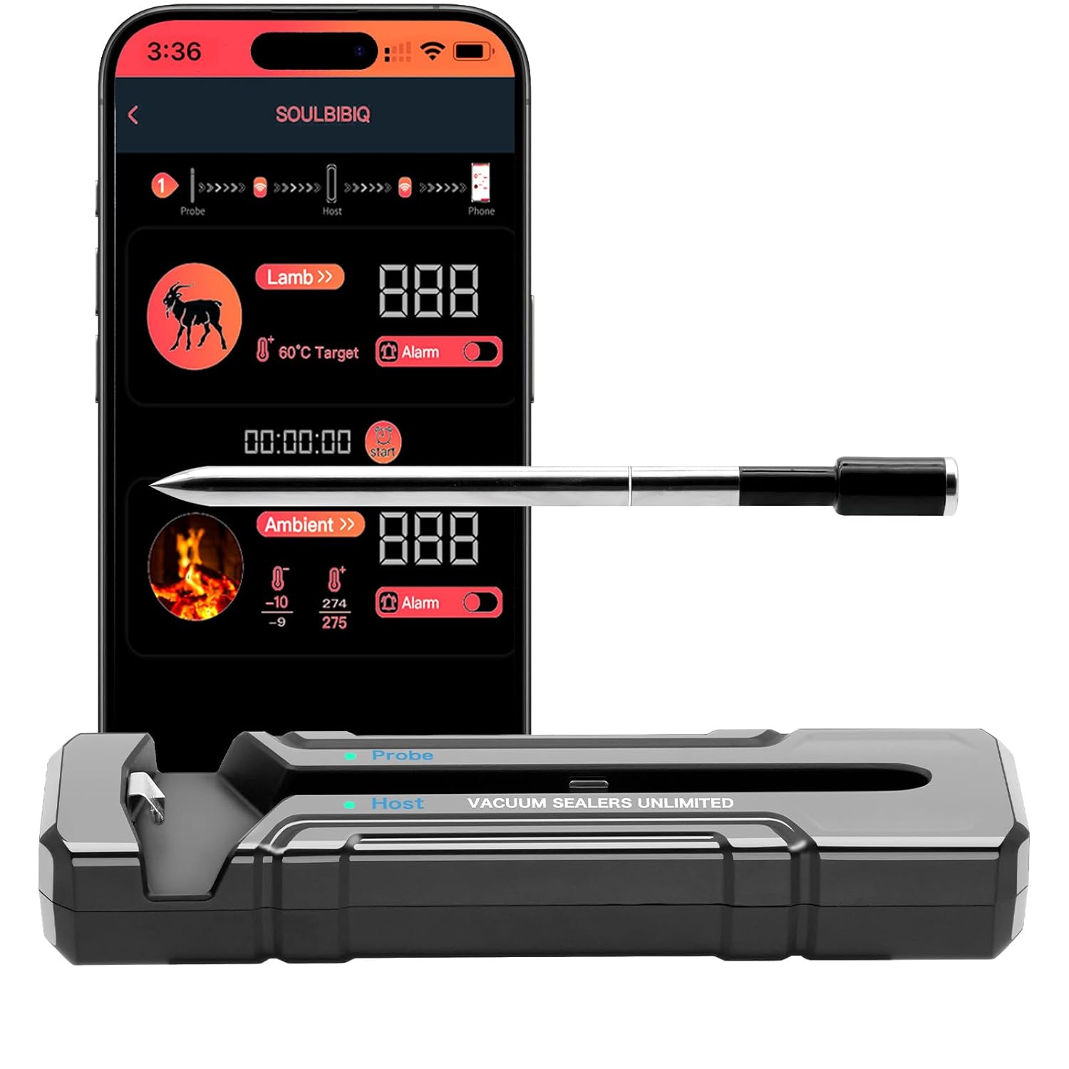 Amazon.com: VACUUM SEALERS UNLIMITED Smart Bluetooth Meat Thermometer ...