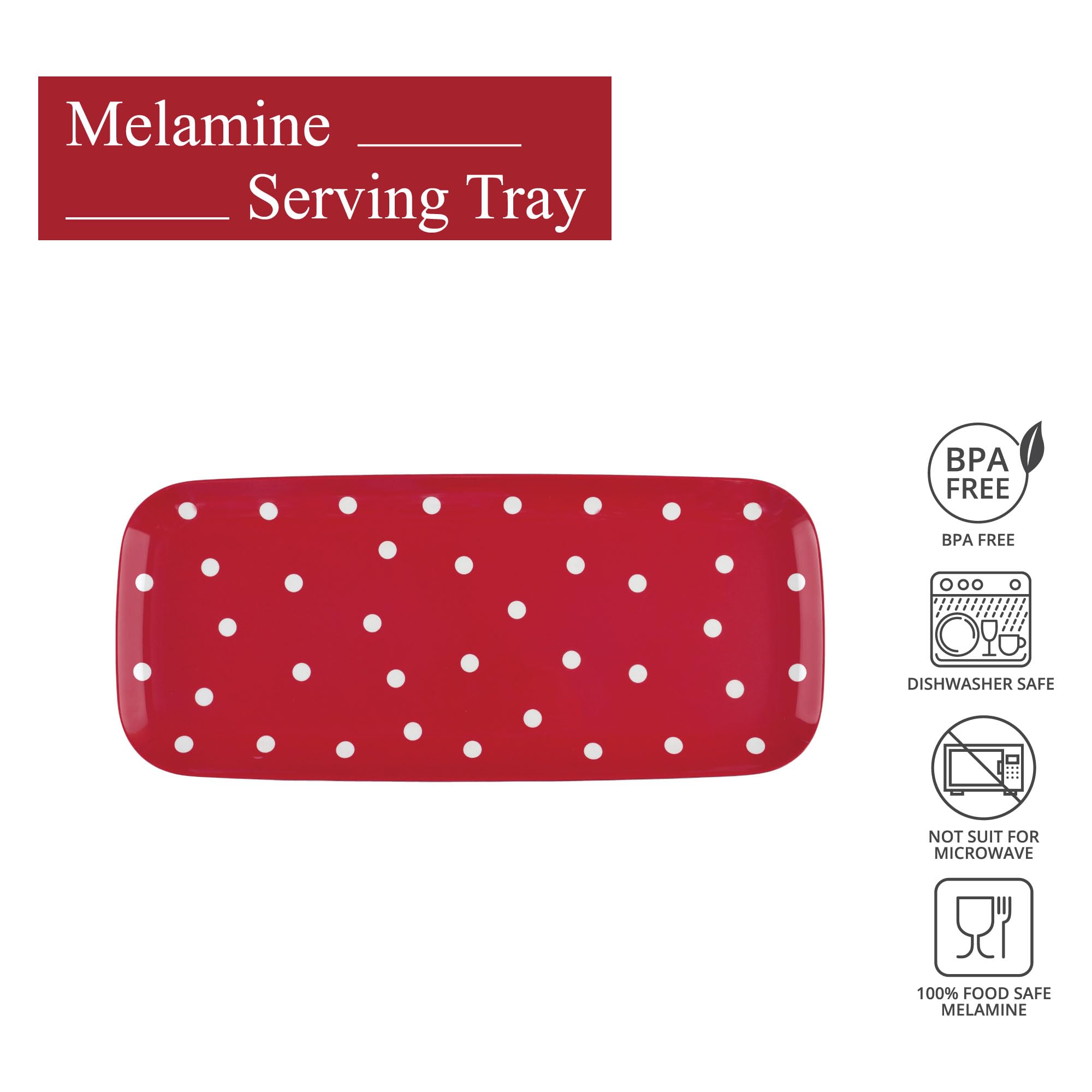 Snapklik.com : ware Red Polka Dot Melamine Serving Tray, 15 X 6.5 Inch ...