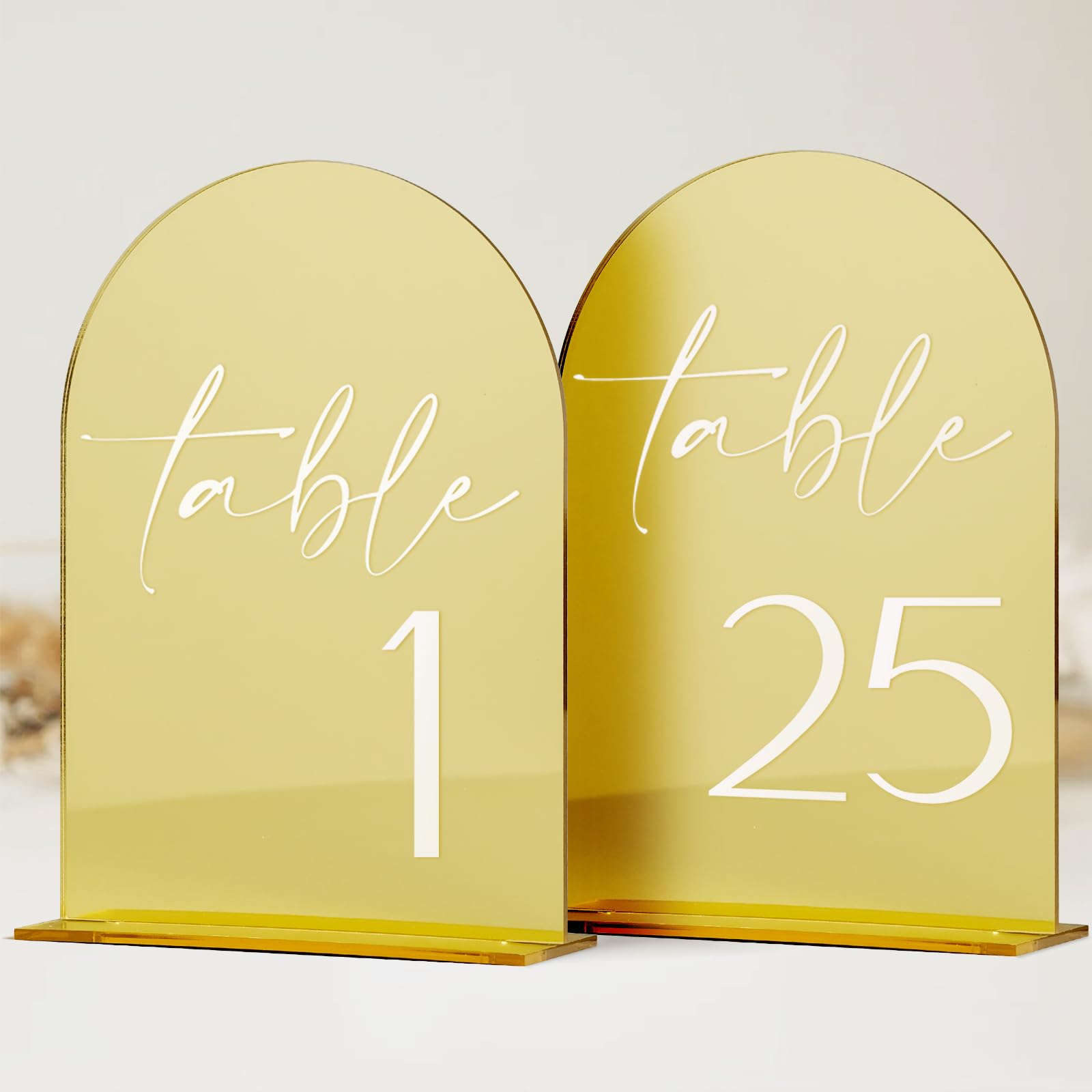 Snapklik.com : HOODO Gold Mirror Acrylic Wedding Table Numbers 1-25
