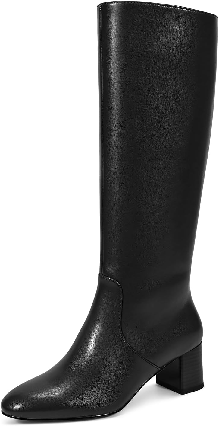 Amazon.com | wetkiss Low Heel Knee High Boots for Women Regular Calf ...