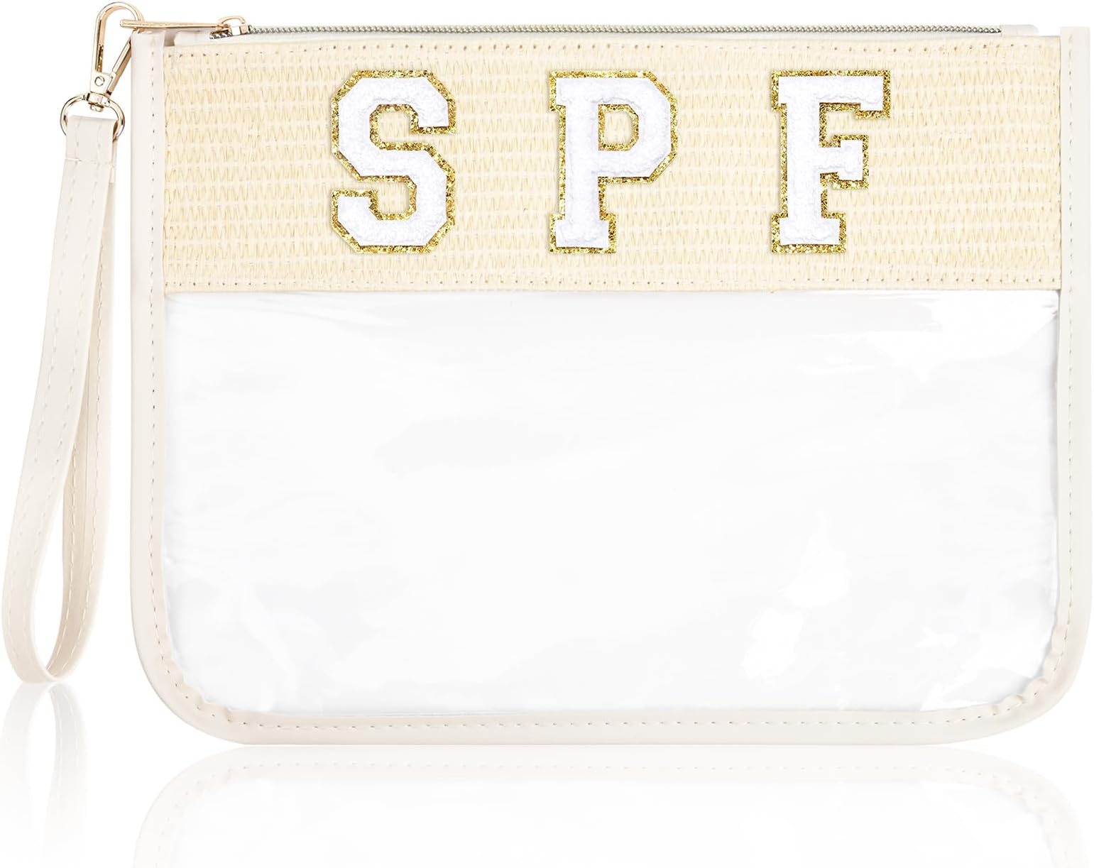 Amazon.com : SOIDRAM SPF Bag Sunscreen Makeup Bag Chenille Letter Pouch ...