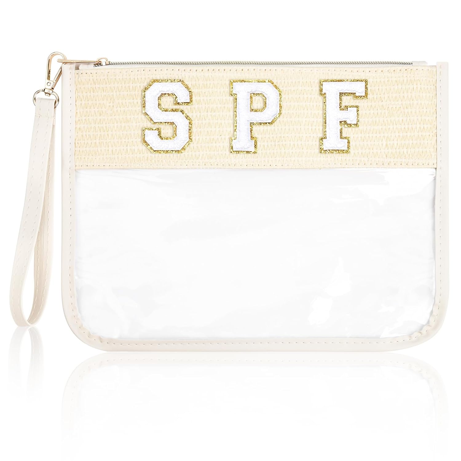 Amazon.com : SOIDRAM SPF Bag Sunscreen Makeup Bag Chenille Letter Pouch ...