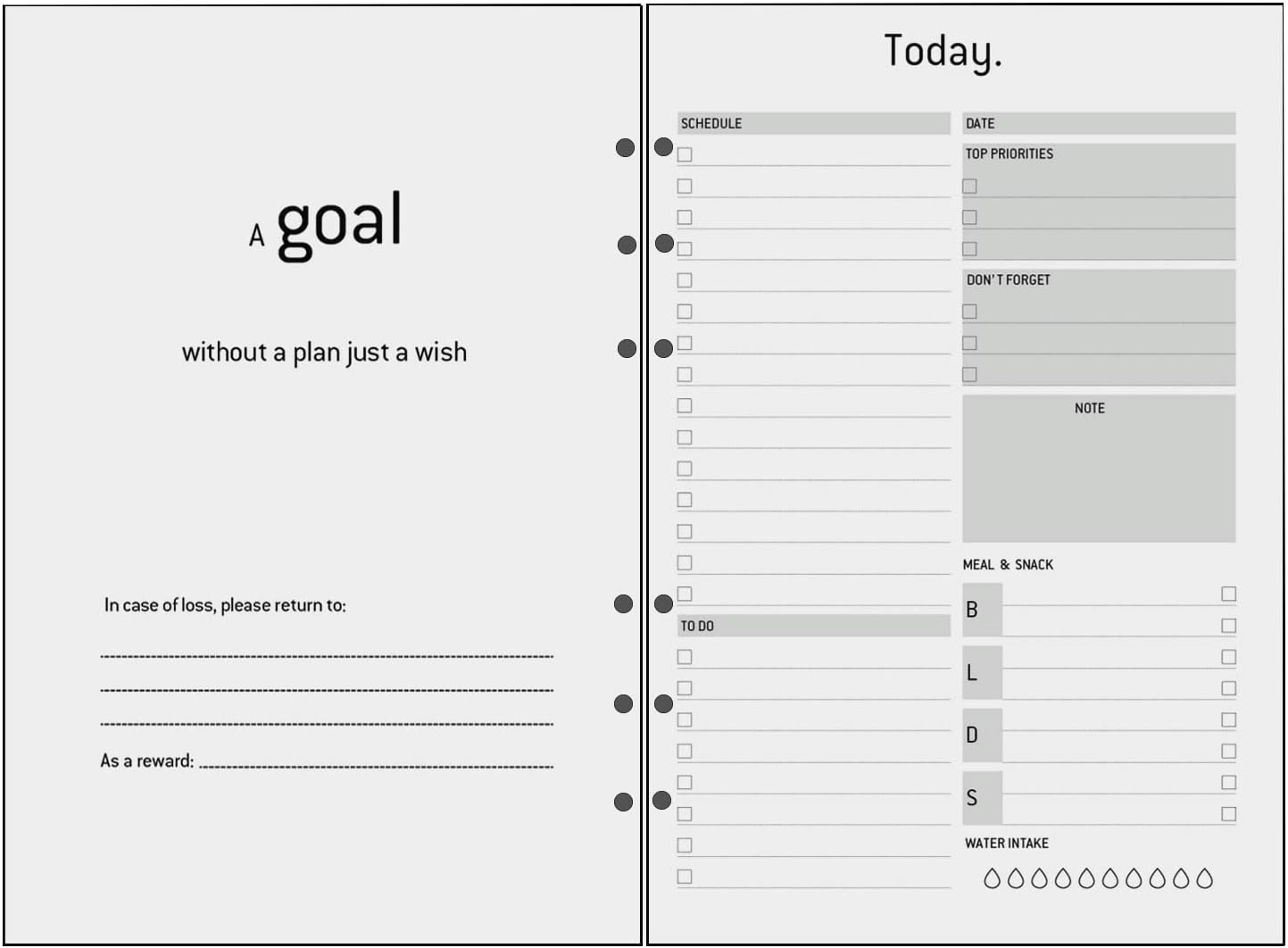 Undated Daily Planner Refill - A5 Day Planner Insert To Do List, 100 ...