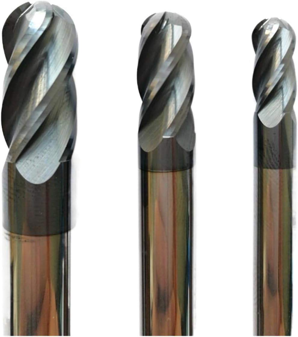 End Mill Bits Set, 6mm,8mm,10mm, 12mm 4 Flutes HRC45 solid Carbide Ball ...