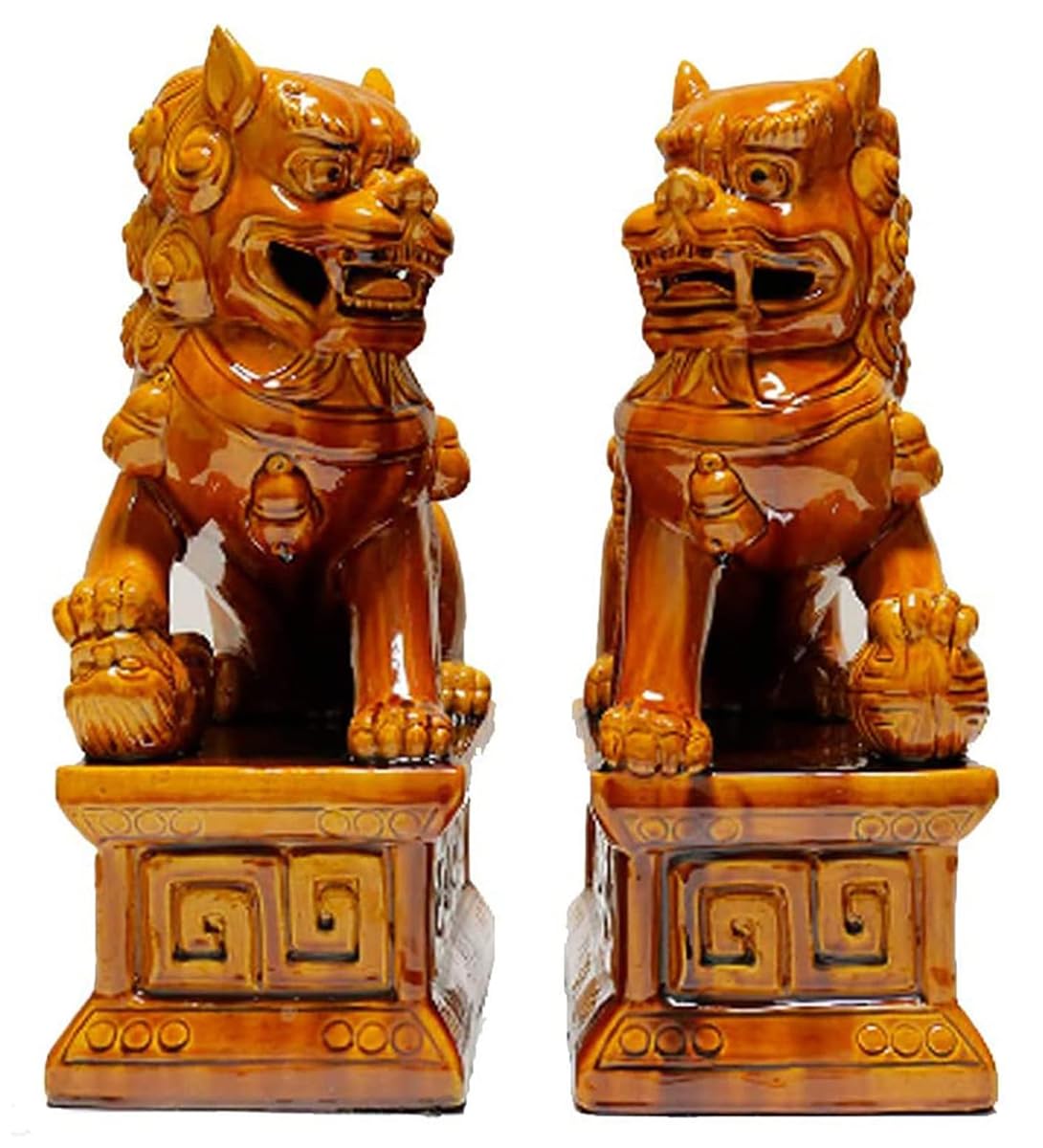 Amazon.com: CORGLI 1 Pair China Ceramic Feng Shui Fu Foo Dog Guardian ...