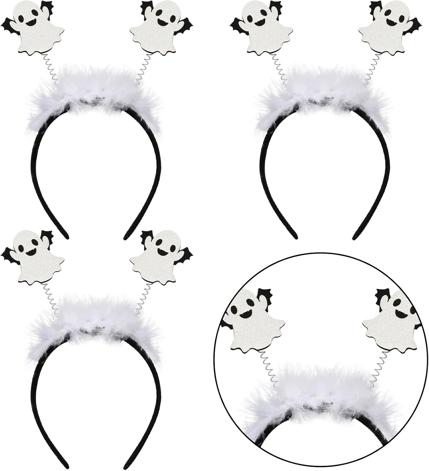 Amazon.com: Funmemoir 3 Pack Halloween Ghost Headband Set, Halloween ...