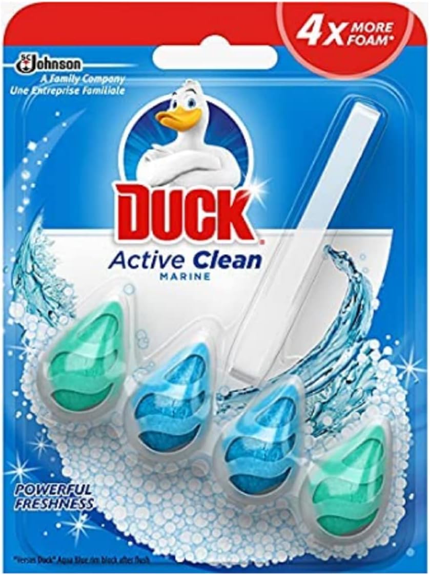 Duck Active Clean Toilet Rim Block, Foaming Toilet Bowl Cleaner, Long ...