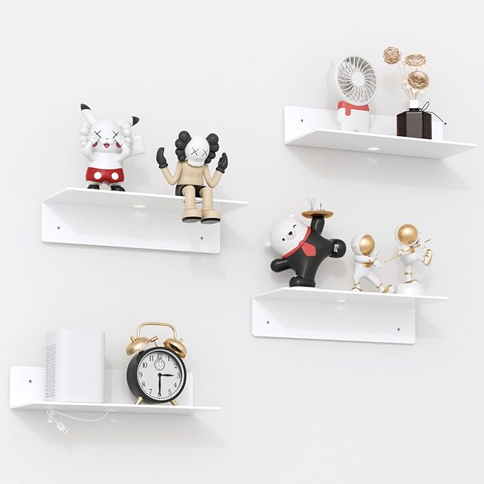 Amazon.com: PuzFun 12" White Acrylic Floating Shelves, No Drill ...
