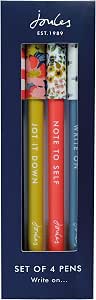 Joules Bright Side Floral Set of 4 Ballpoint Pens with Lids Black Ink ...