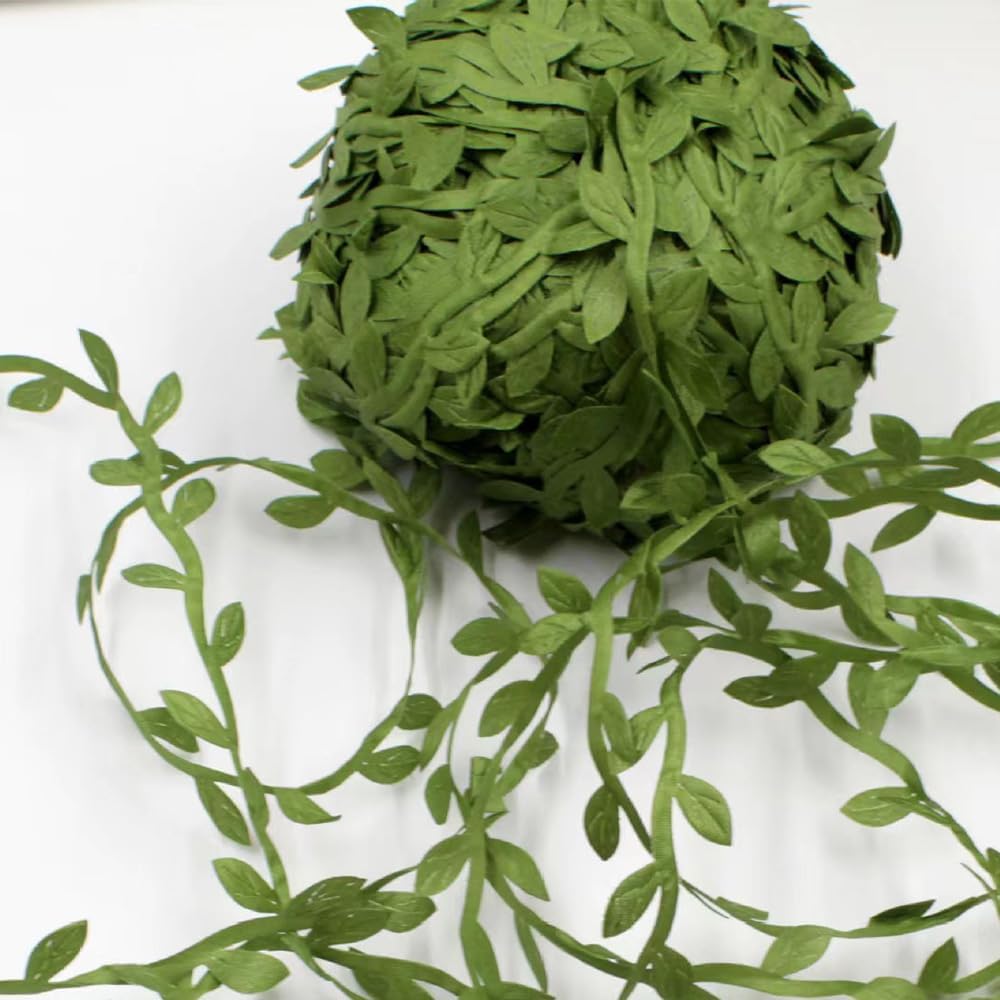 Amazon.com: Olive Green Leaves Leaf Ribbon 20 yd,Artificial Vines ...
