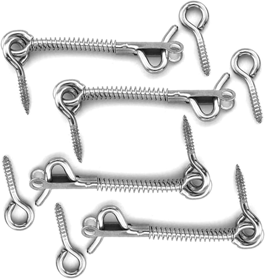 Amazon.com: Quweiz 4Pcs Stainless Steel Spring Hook and Eye Safety ...