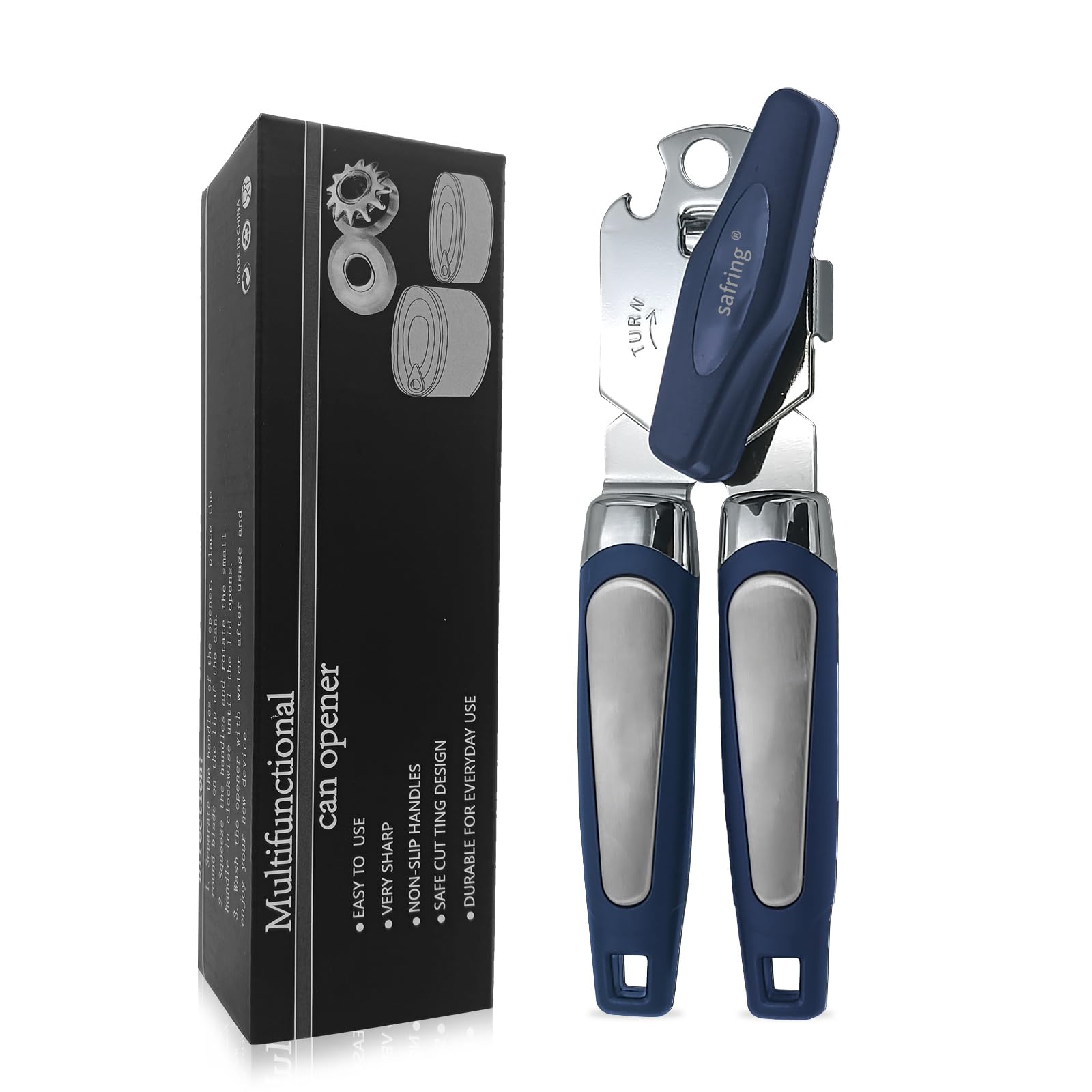 Amazon.com: Safring Can Opener Manual, Handheld Strong Heavy Duty ...