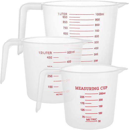 ASelected 3pk Plastic Measuring Jugs Set 250ML 500ML 1000ML, Clear ...