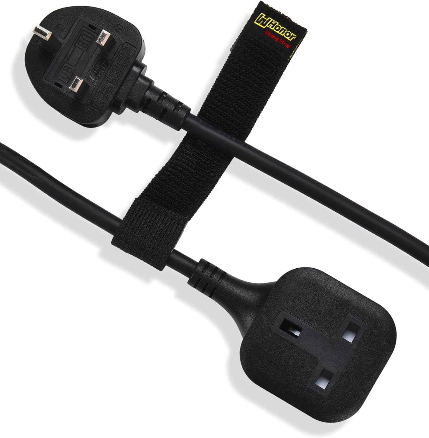 WHonor Extension Lead 2m, 1 Way Extension Cord with UK 3 Pin Plug Power ...