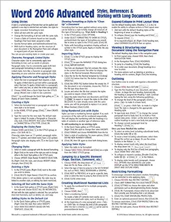 Microsoft Word 2016 Advanced Quick Reference Guide - Windows Version ...