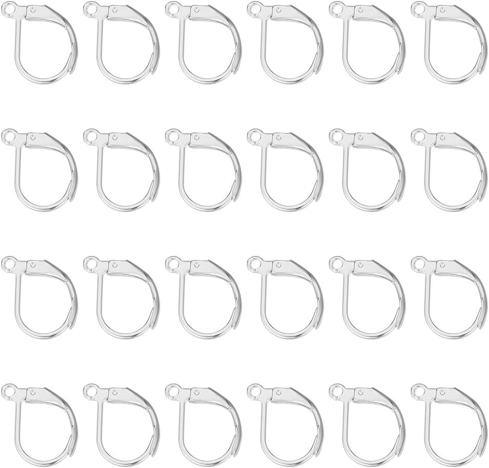 Amazon.com: UNICRAFTALE 40pcs Silver Leverback French Earring Hooks ...