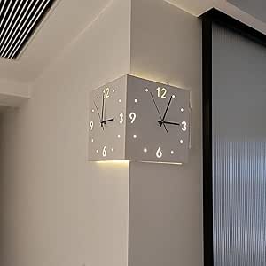 Amazon.com: Modern Living Room Wall Clocks, Double Sided Corner Wall ...