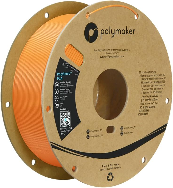 Amazon.com: Polymaker High Speed PLA Filament 1.75mm, Orange PolySonic ...