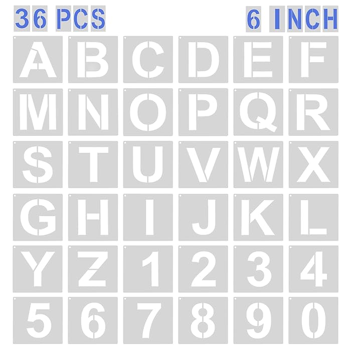 Buy 36Pcs Alphabet Art Craft Stencils Kit - 6 Inch Reusable Plastic ...