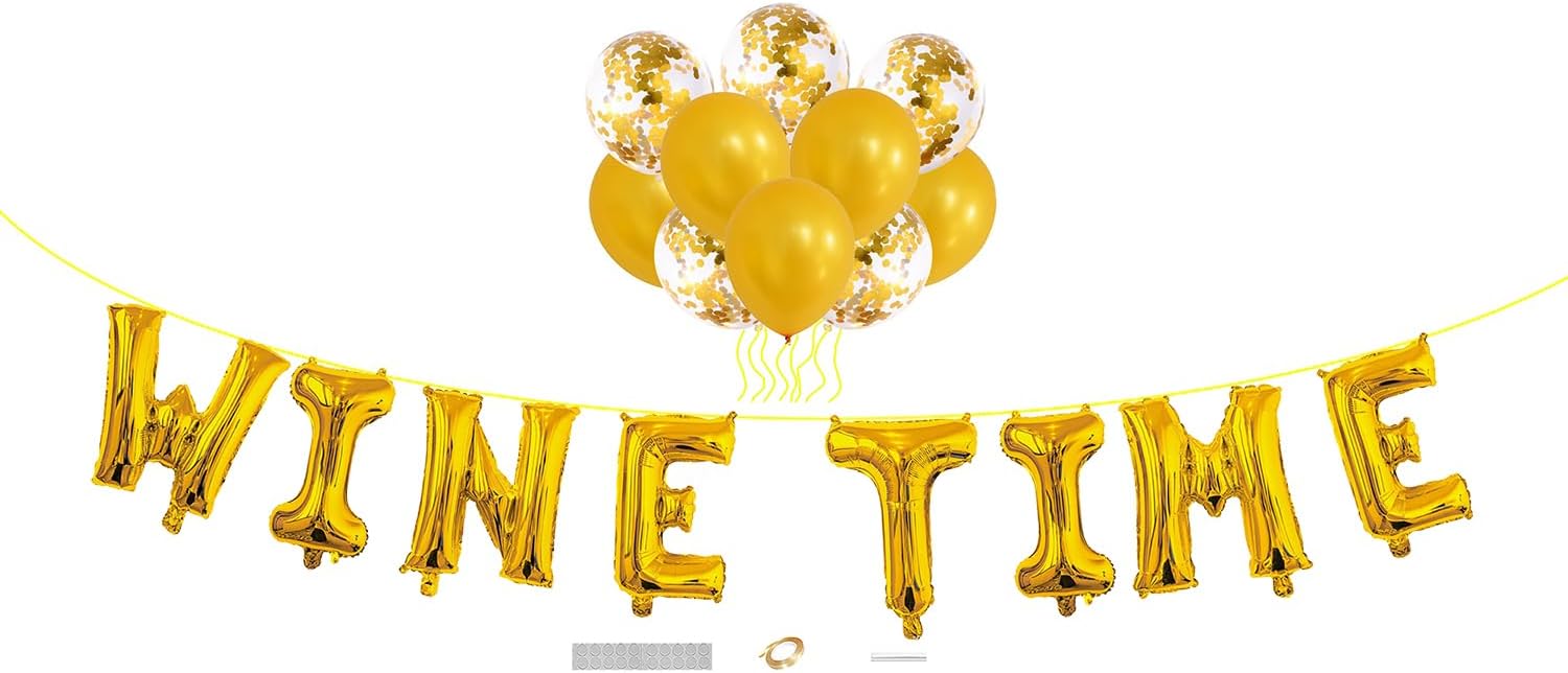 Amazon.com: Wine Time Balloon Banner,foil balloons confetti latex ...