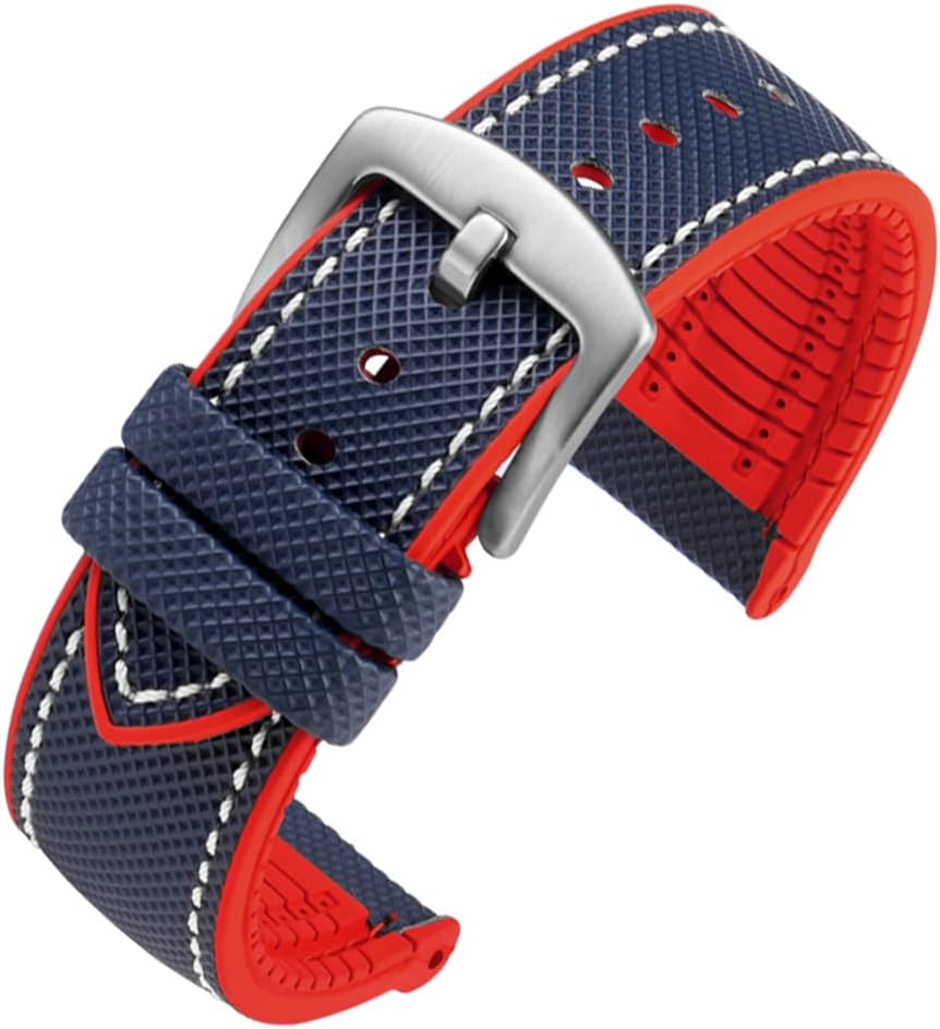 Amazon.com: watchdives Nylon Rubber Bottom Watch Straps Canvas Men ...