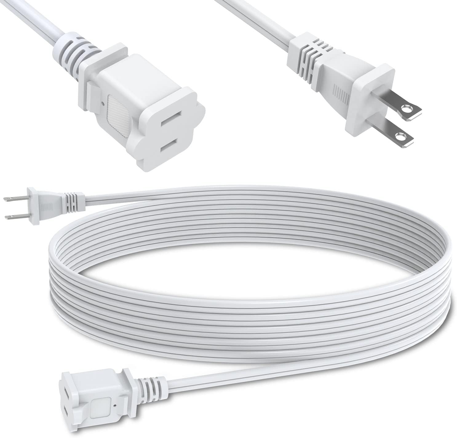 White Power Extension Cord, n 2-Prong Extension Cord Cable 125V 10A 2 ...