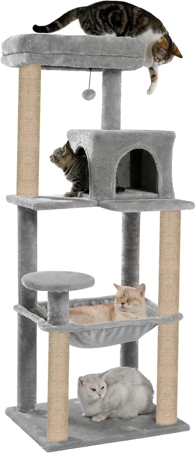 FURRLOVERS Soft Fur Activity Cat Tree for Kittens & Cats - Scratching ...