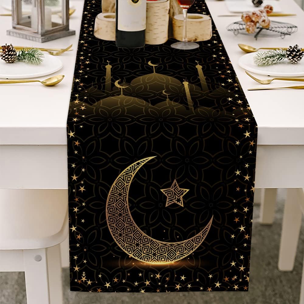 QYCX Eid Mubarak Table Runner, Ramadan Mubarak Table Runner, Happy Eid ...