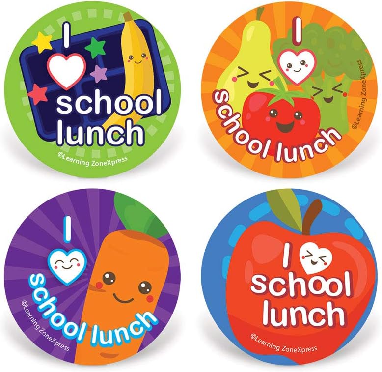 Amazon.com : 200 School Nutrition Stickers-I Heart School Lunch ...