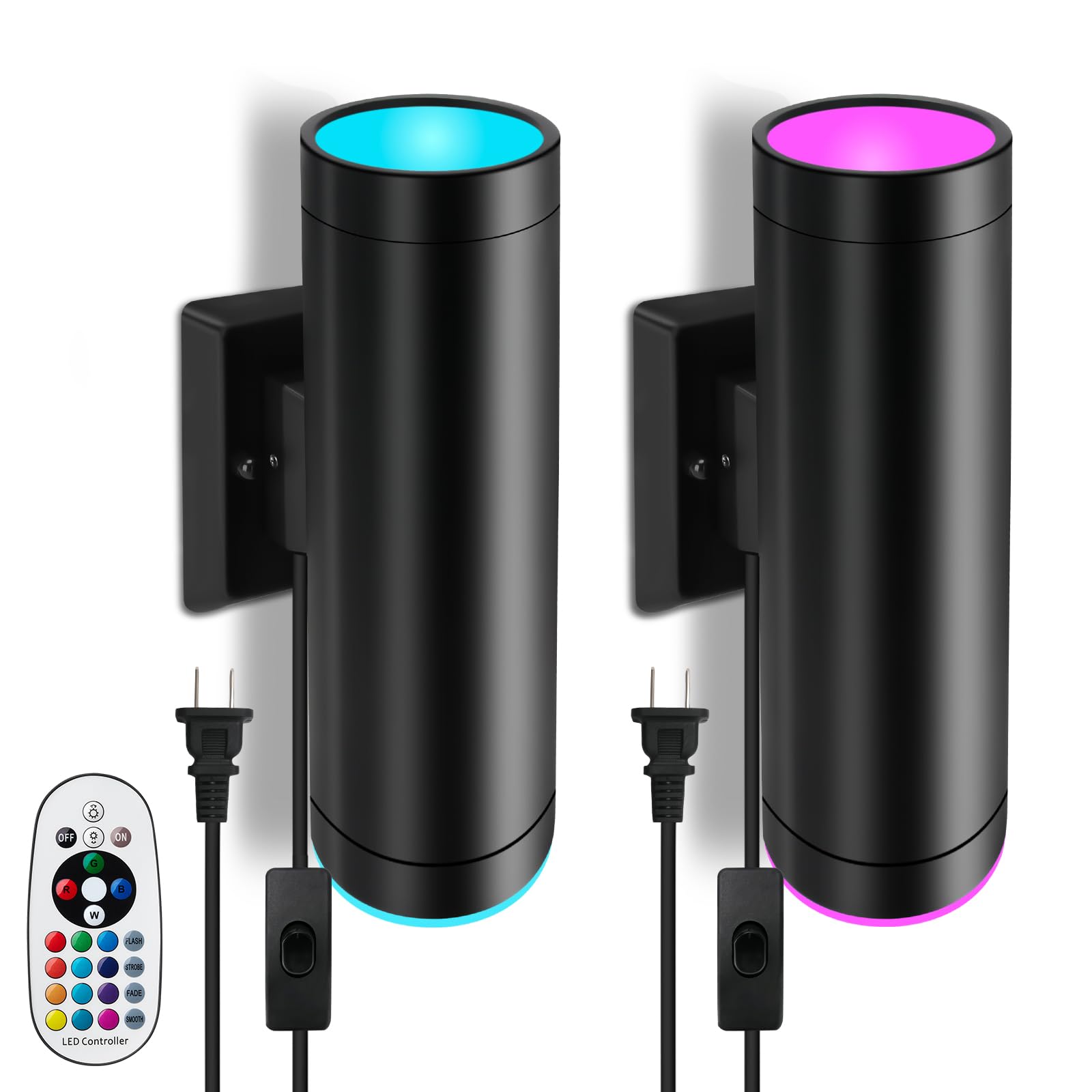 Wall Sconces Set of Two: 12W RGBW Indoor Wall Lamp for Halloween ...