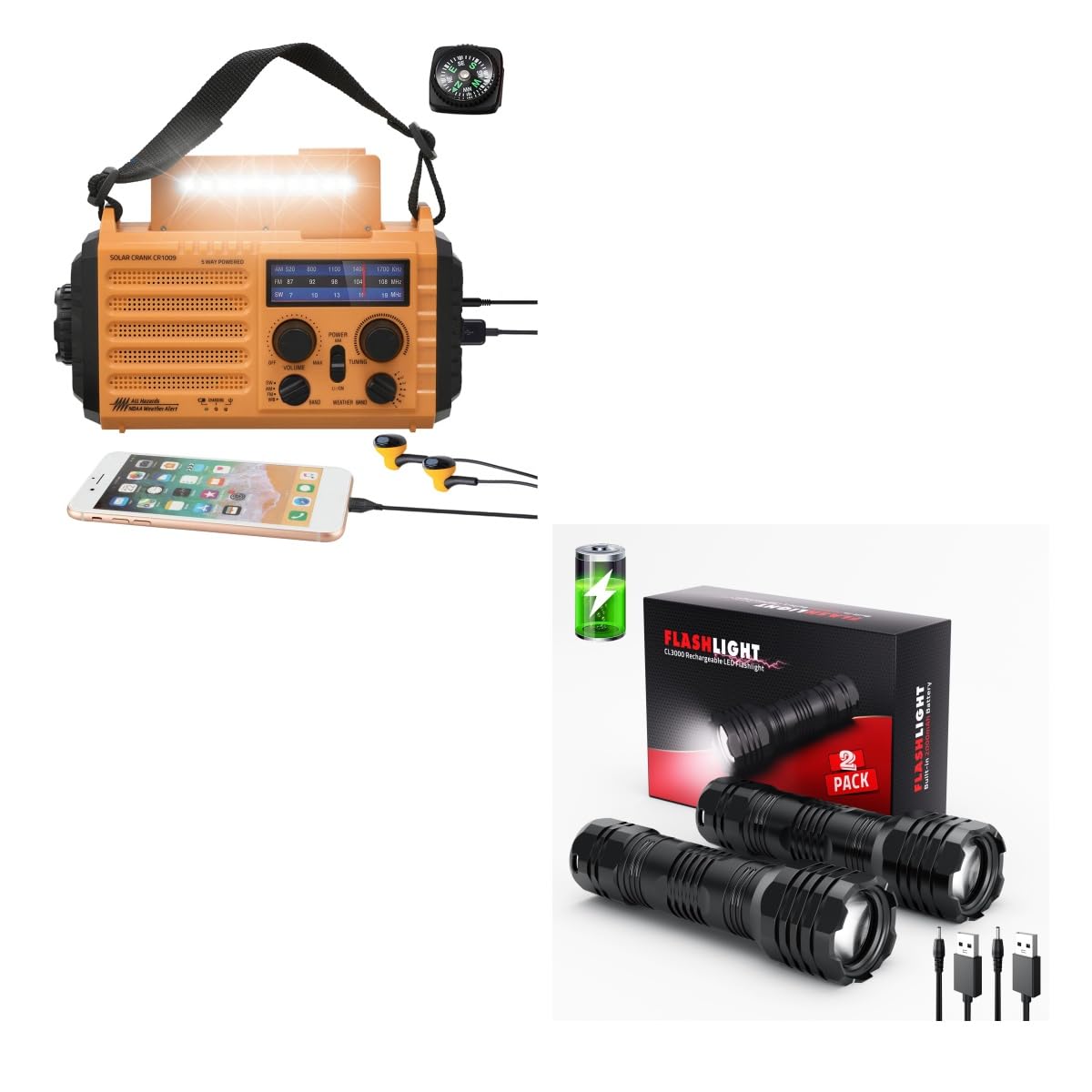 Amazon.com: 5000 Weather Radio, Solar Hand Crank 5-Way Power Emergency ...