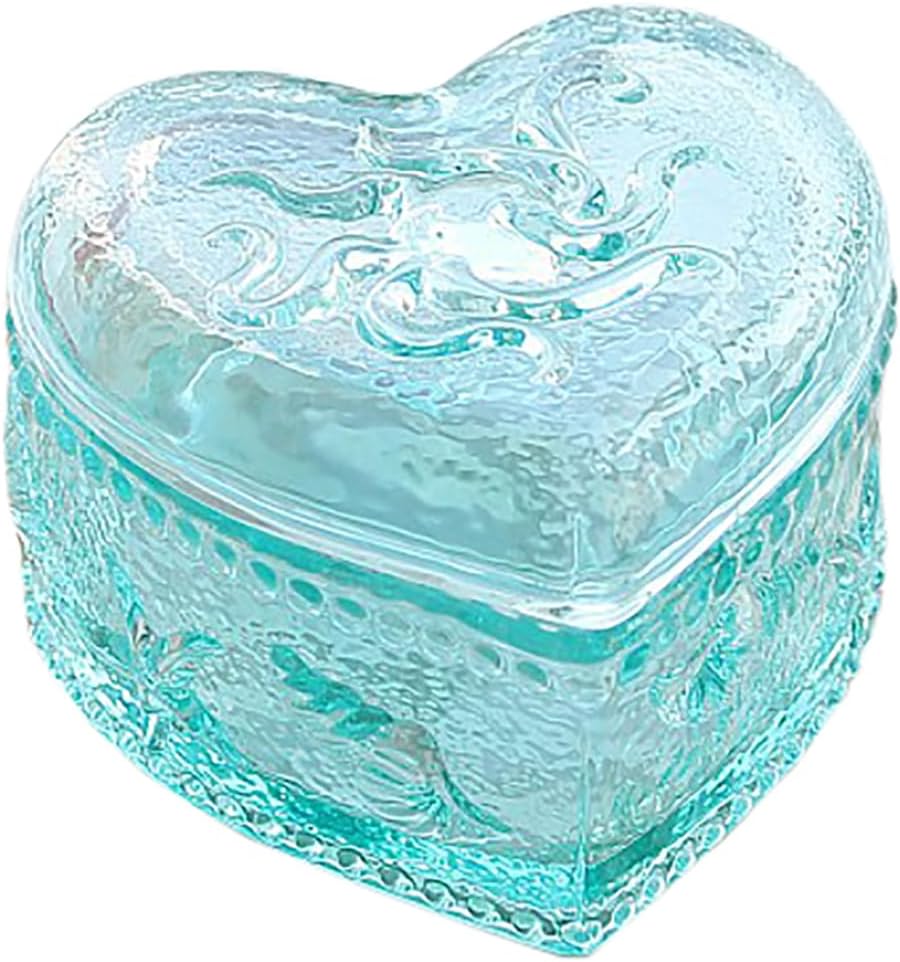 Amazon.com | Gaolinci Heart-Shaped Glass Candy Dish with Lid, Ocean ...