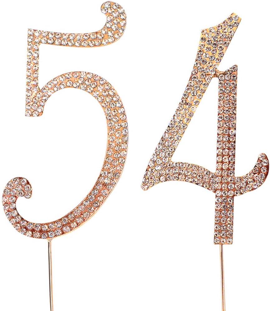 Amazon.com: MAGJUCHE Gold 54" Crystal Cake Topper, Number 54 ...