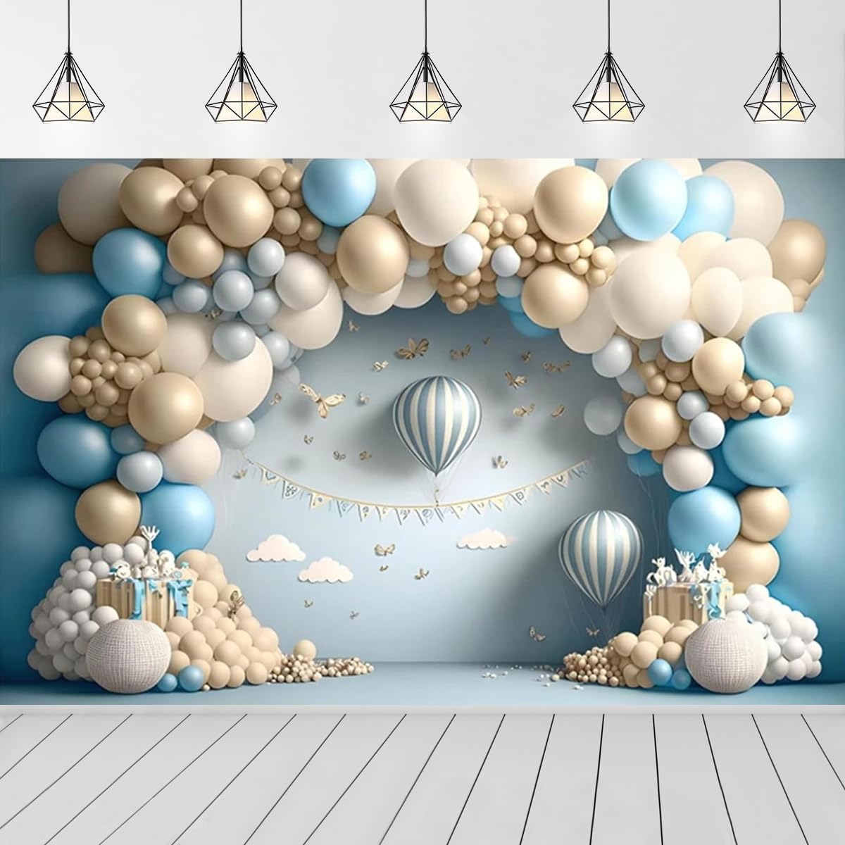 Amazon.com : 3D Balloon Backdrops for Photoshoot Hot Air Balloon ...