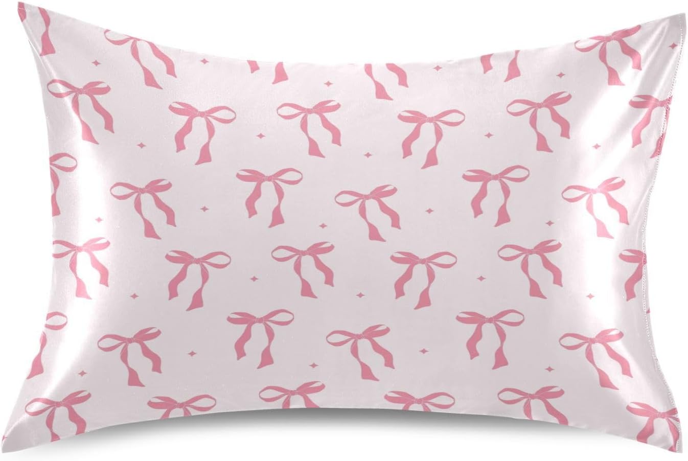 Amazon.com: KEEPREAL Pink Ribbon Bow Satin Pillowcase for Hair and Skin Silk Pillowcase - Satin ...