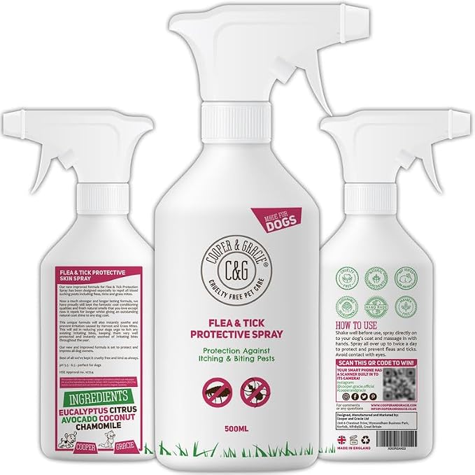 Dog Fleas Protection Spray 500ML - Natural Tick and Flea Prevention ...