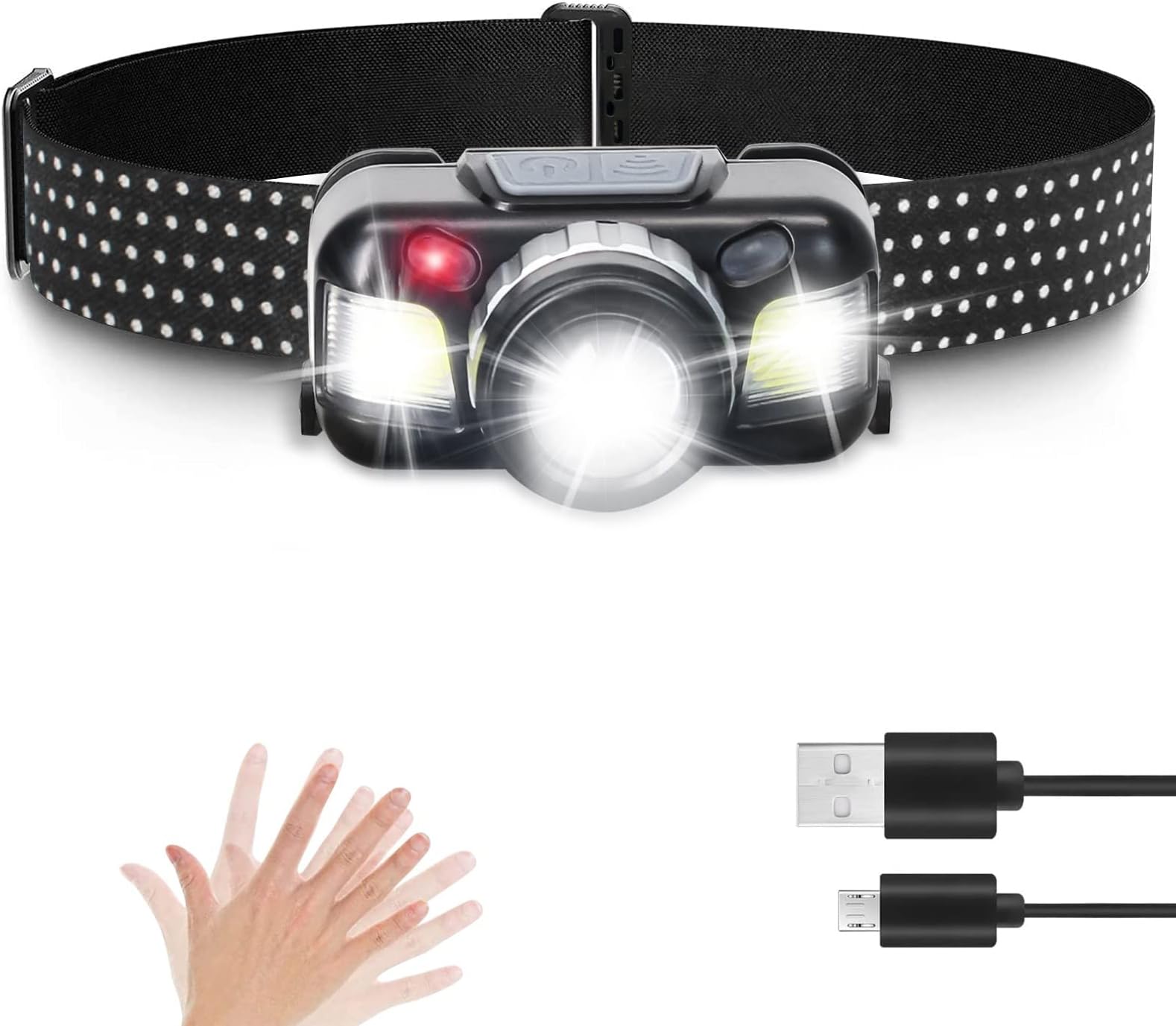 Laufary Headlamp Rechargeable, Middle Lamp 20 Gears Rotating Zoom, 4 ...