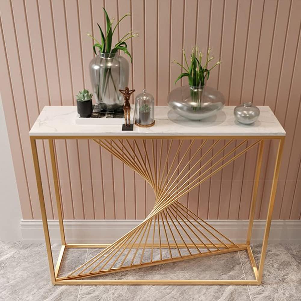 Amazon.com: KWOKING 11" Wide Contemporary Console Table Rectangle Stone ...
