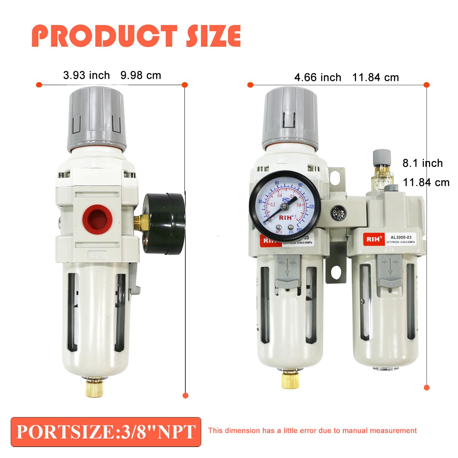 Snapklik.com : RIH Pneumatics 3/8" NPT Compressed Air Filter Regulator ...