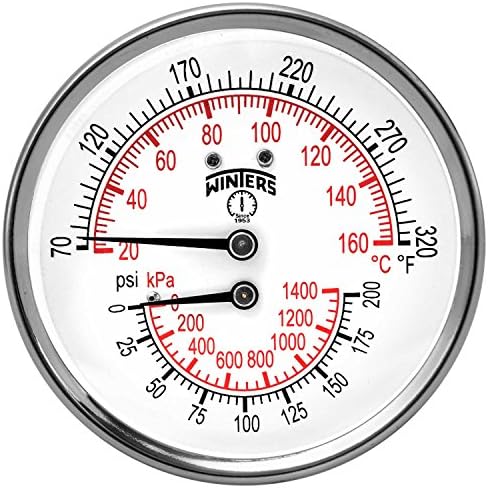 Winters TTD Series Steel Dual Scale Tridicator Thermometer with 2" Stem ...