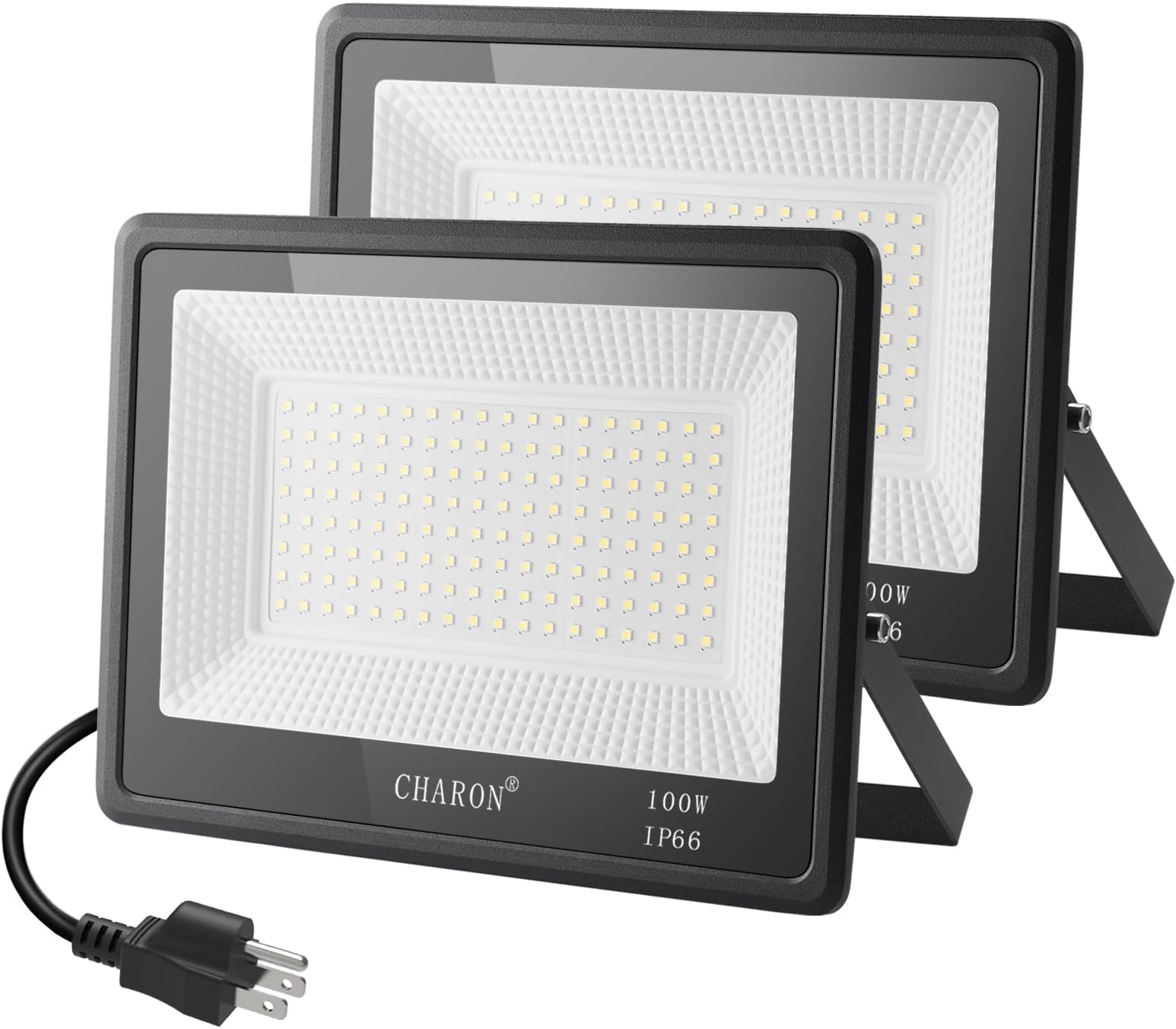 CHARON LED Flood Lights Outdoor, 100W Plug in Outside Work Light ...