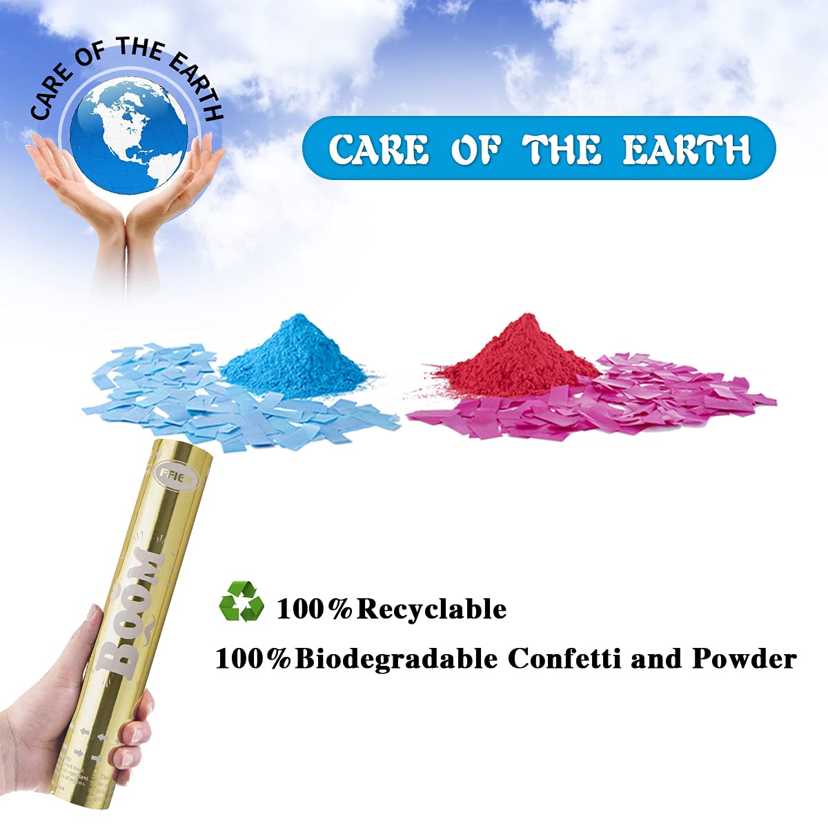 Gender Reveal Powder Cannon - 2 Pink & 2 Blue | Powder and Confetti ...