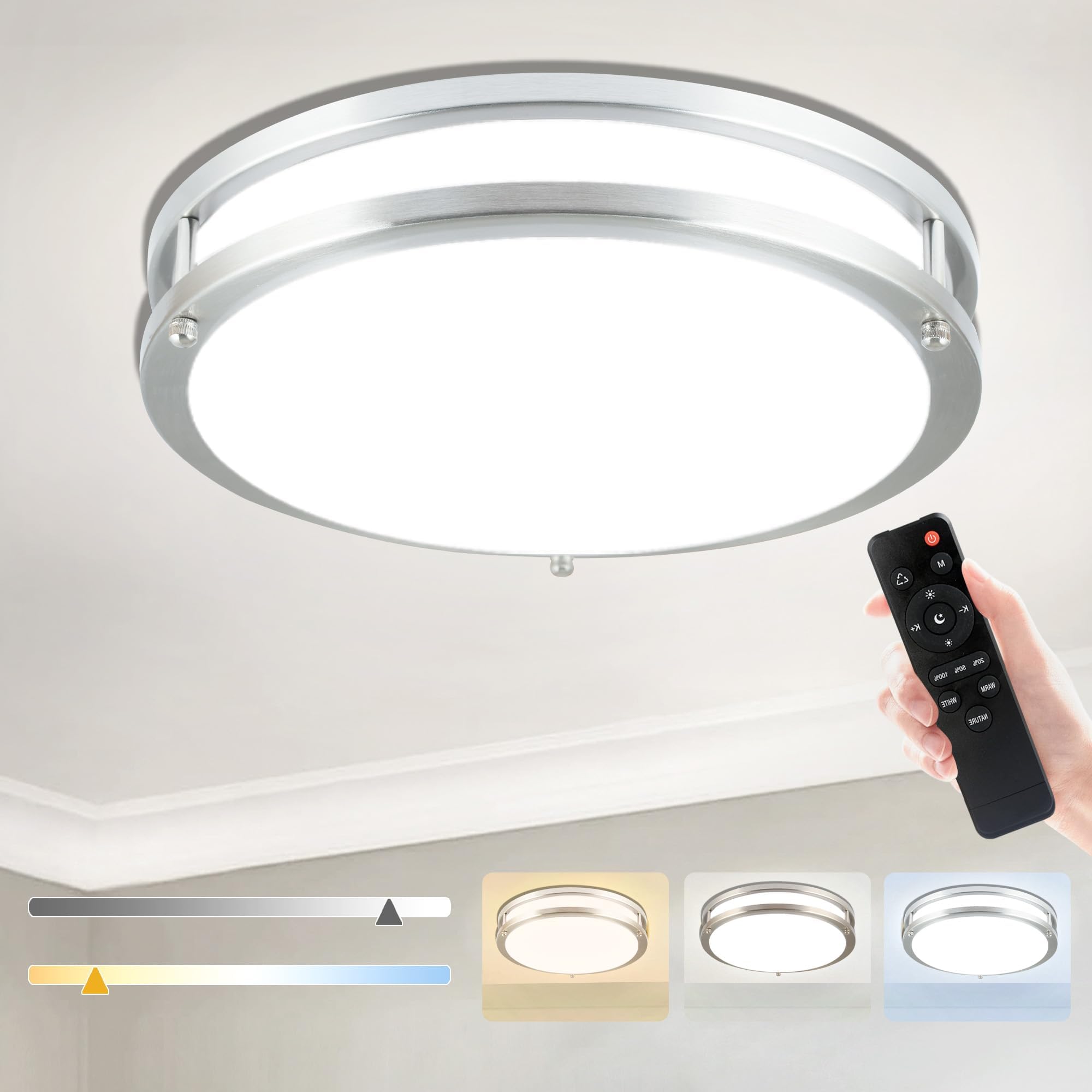 LED Ceiling Light Fixture with Remote 13 Inch Ceiling Lights Flush ...