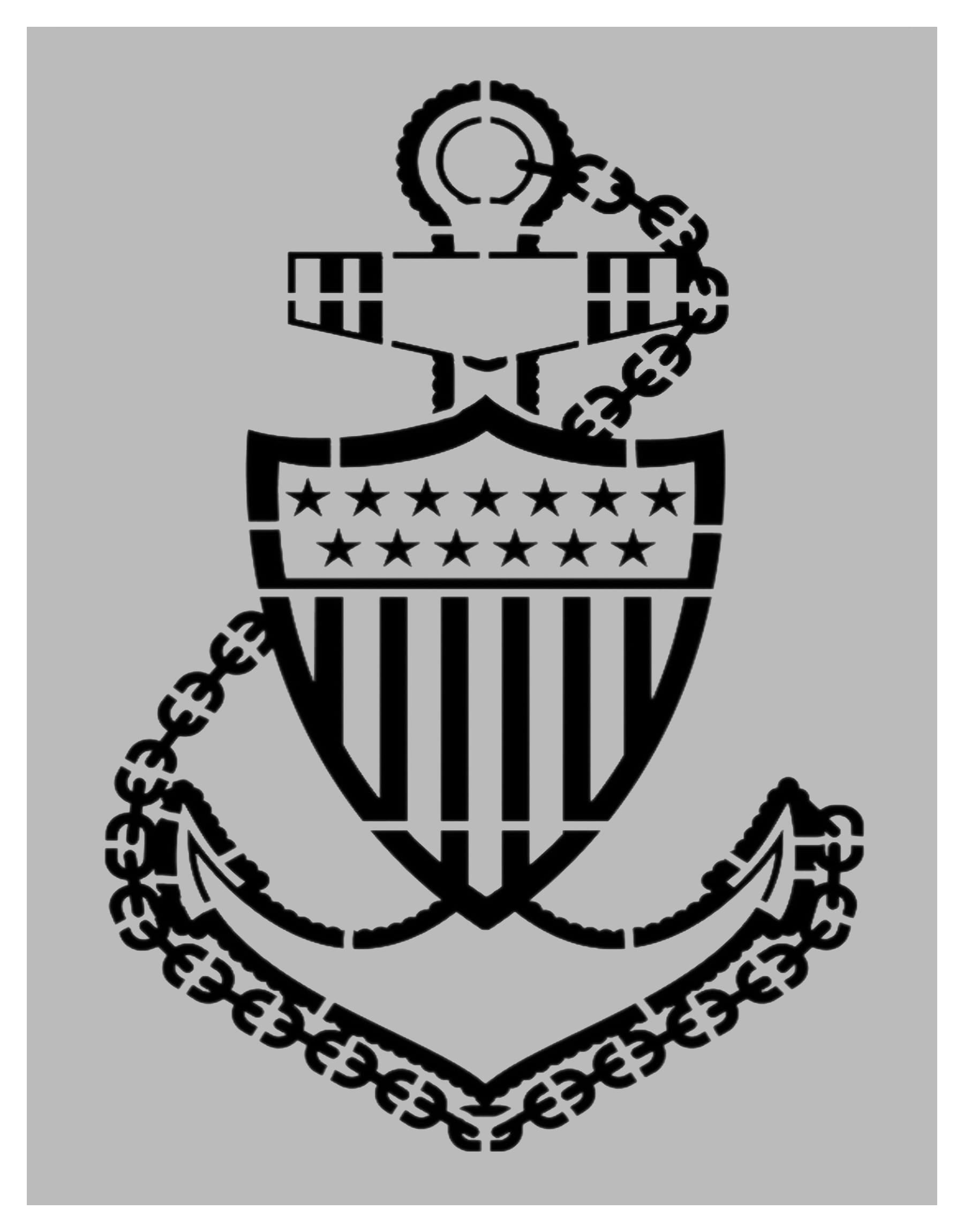 Amazon.com : Coast Guard Chief Anchor Stencil - Reusable Stencil (8.5 ...
