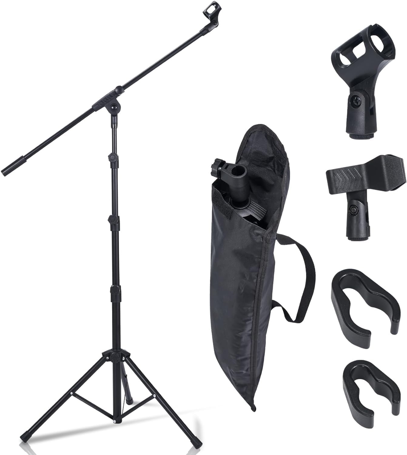 SPOWAY Soporte para Micrófono, Pedestal Negro con Base Trípode, Altura ...