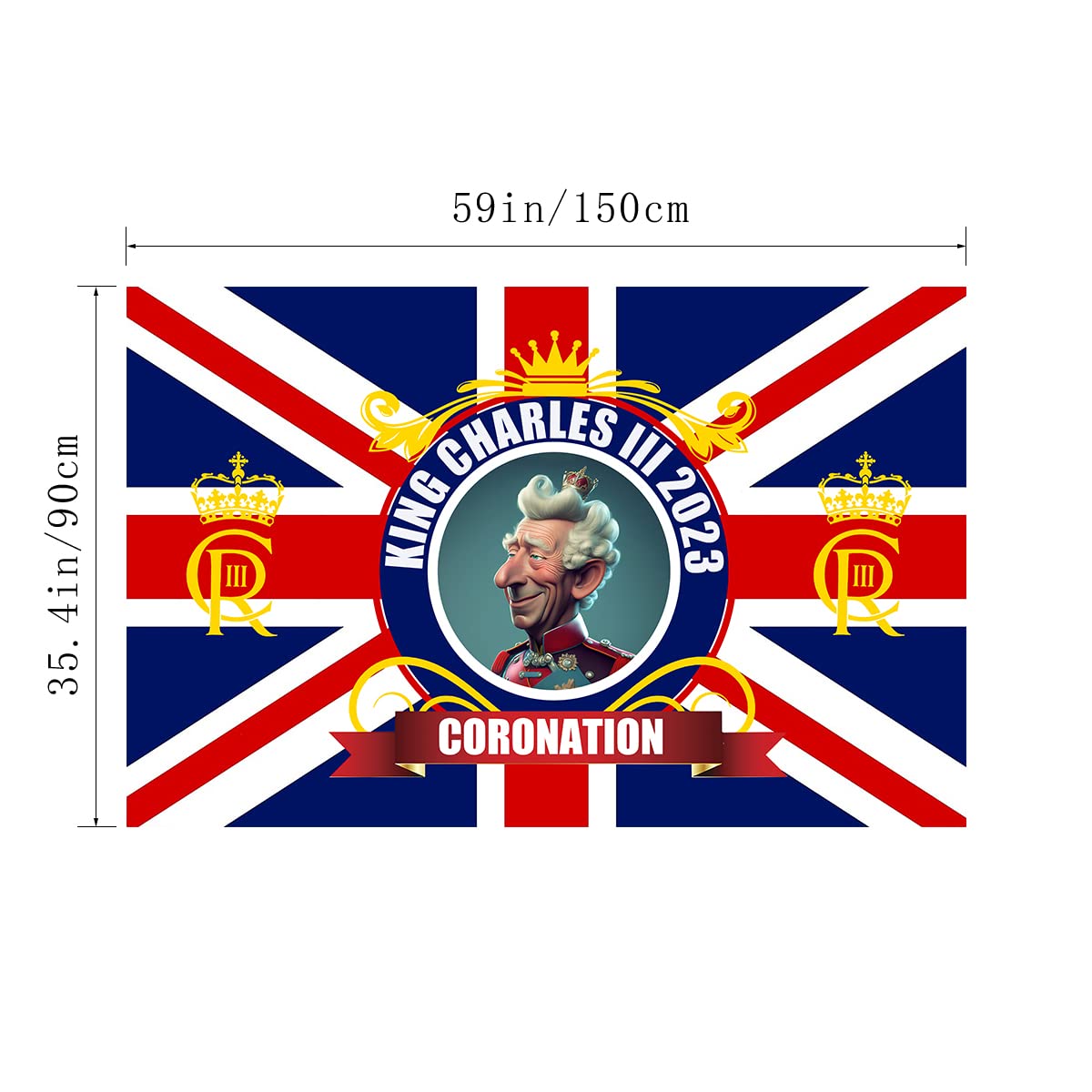 King Charles III Coronation Flag,5ft X 3ft Coronation Flags King ...