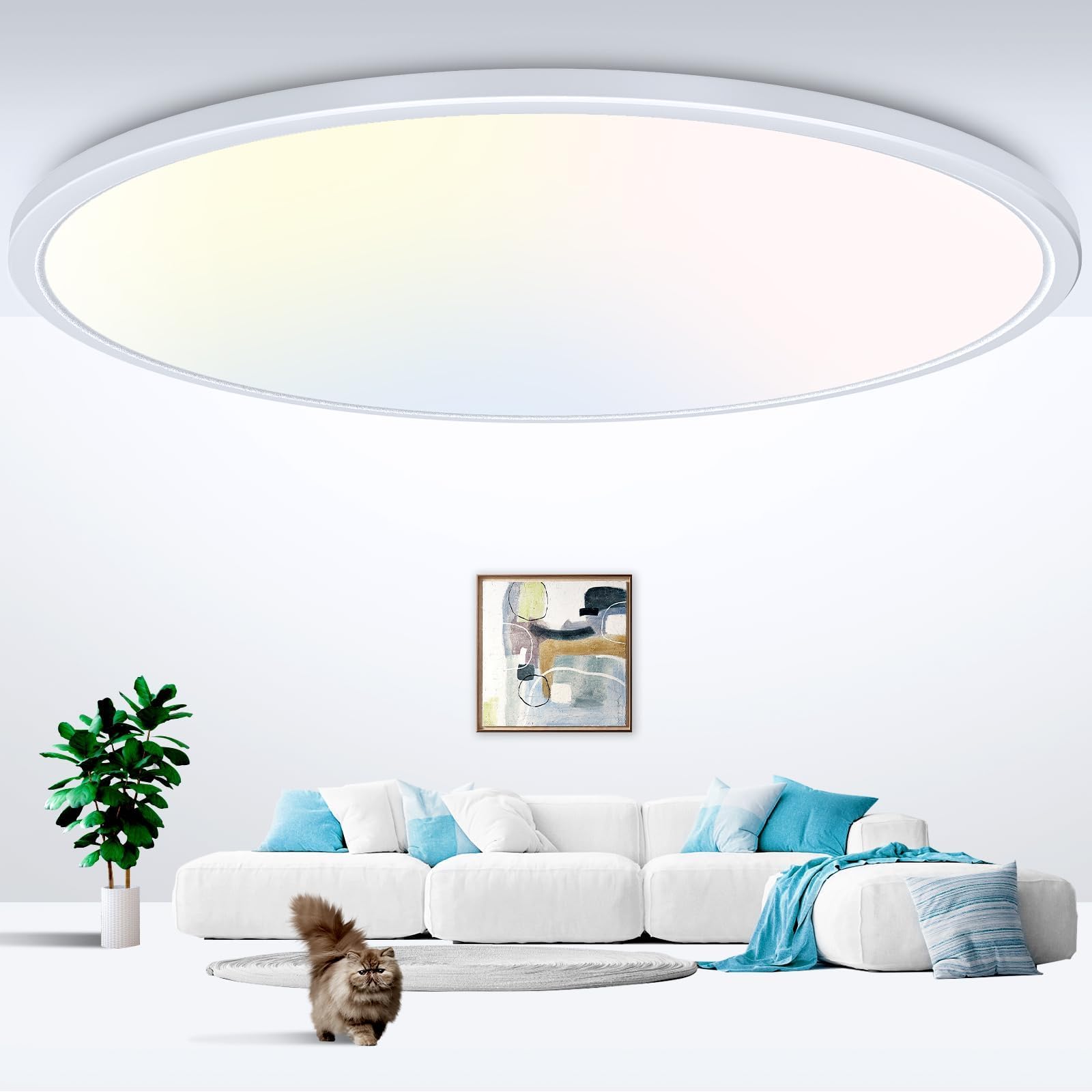 zemty 20 inch LED Flush Mount Ceiling Light, 50W 5000lm Large Light ...