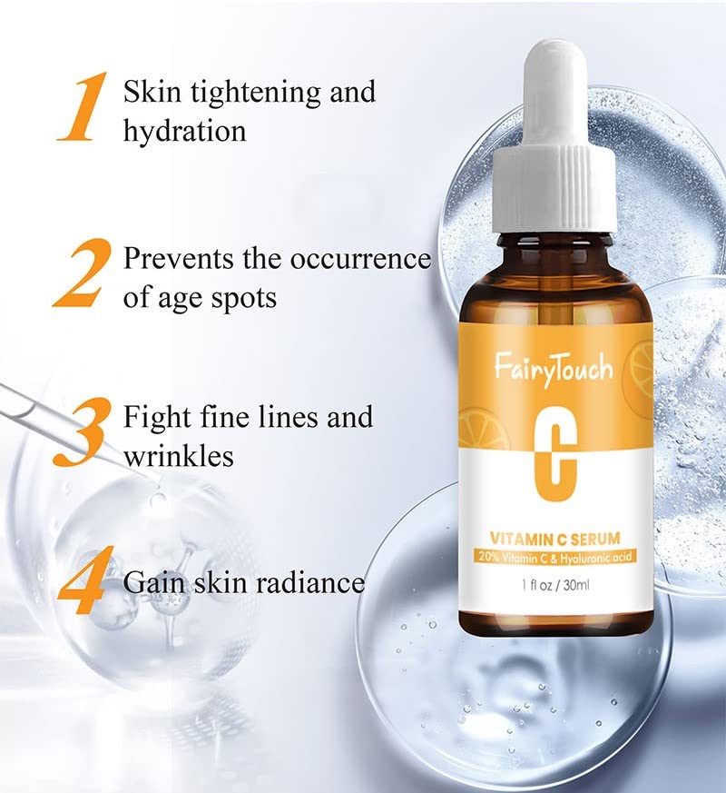 FairyTouch – Suero de vitamina C para la cara suero antienvejecimiento con ácido hialurónico ...