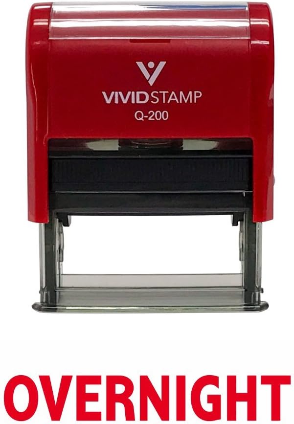 Amazon.com : OVERNIGHT Self Inking Rubber Stamp (Red Ink) - Medium ...